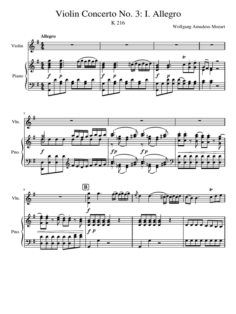 Violin Concerto No.3 in G Major K.216 I. Allegro Wolfgang Amadeus ...