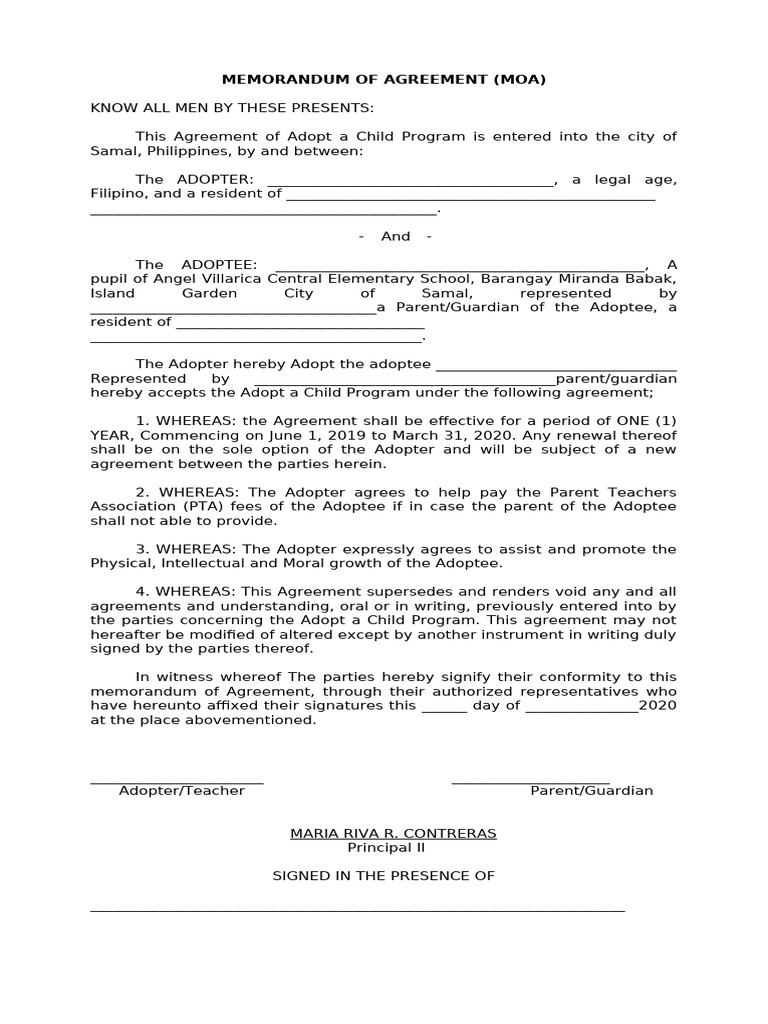 Child Adoption Agreement in Samal | PDF | Family | Justice