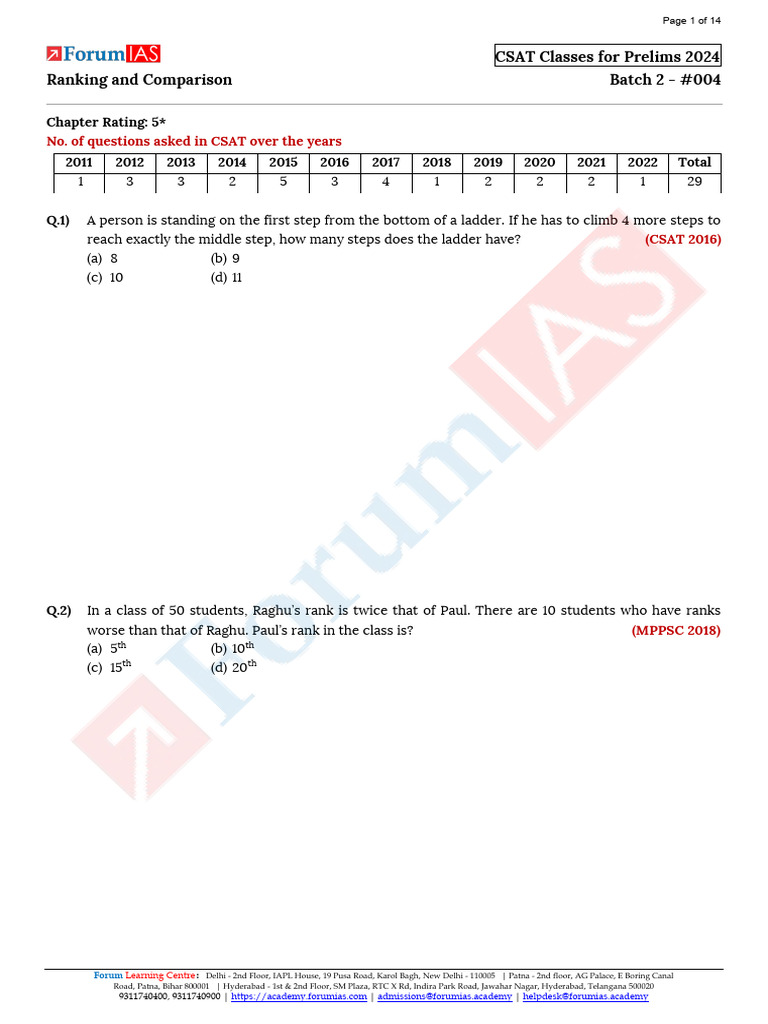CSAT.24.B2.4 Ranking - Comparison | PDF