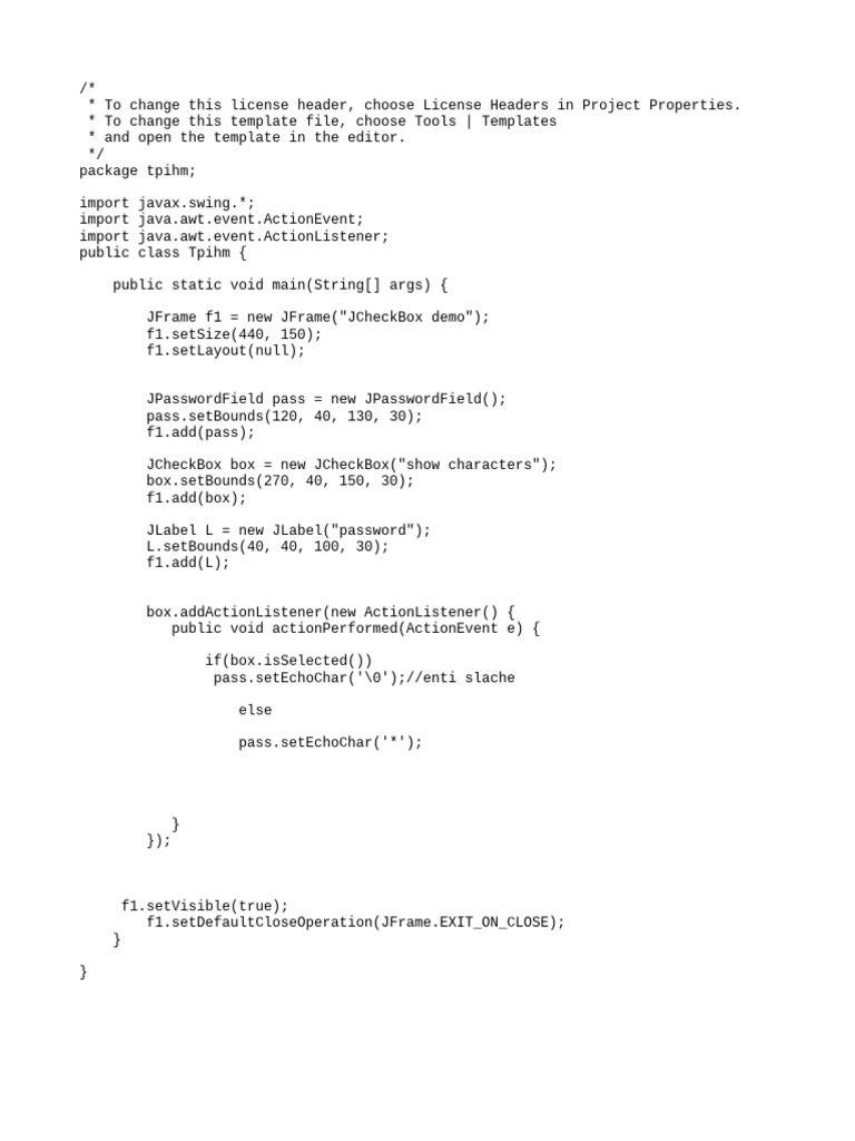 Tpihm JPasswordField | PDF