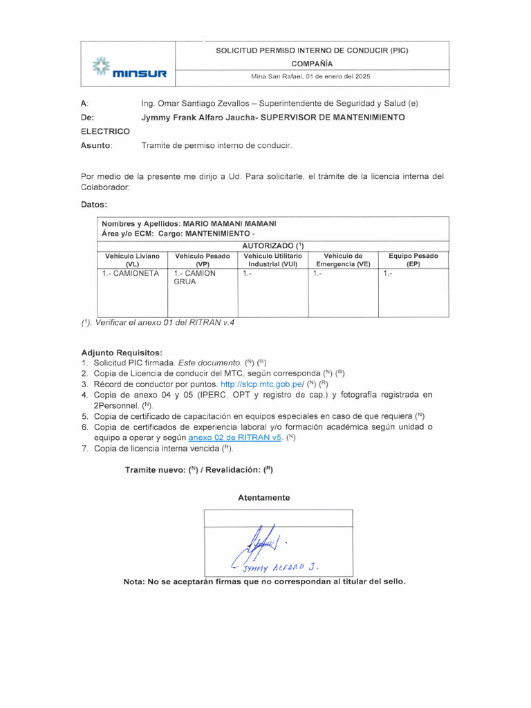 Solicitud - MARIO MAMANI | PDF | Autenticación