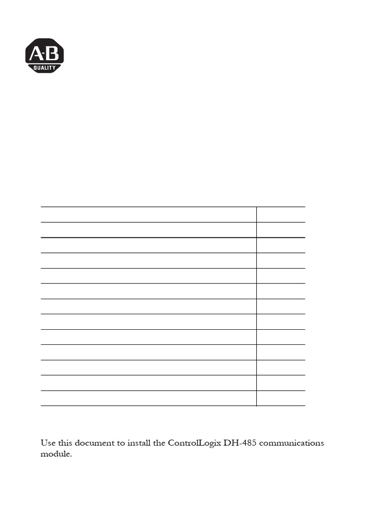 Controllogix Dh-485 Communications Module: Installation Instructions ...