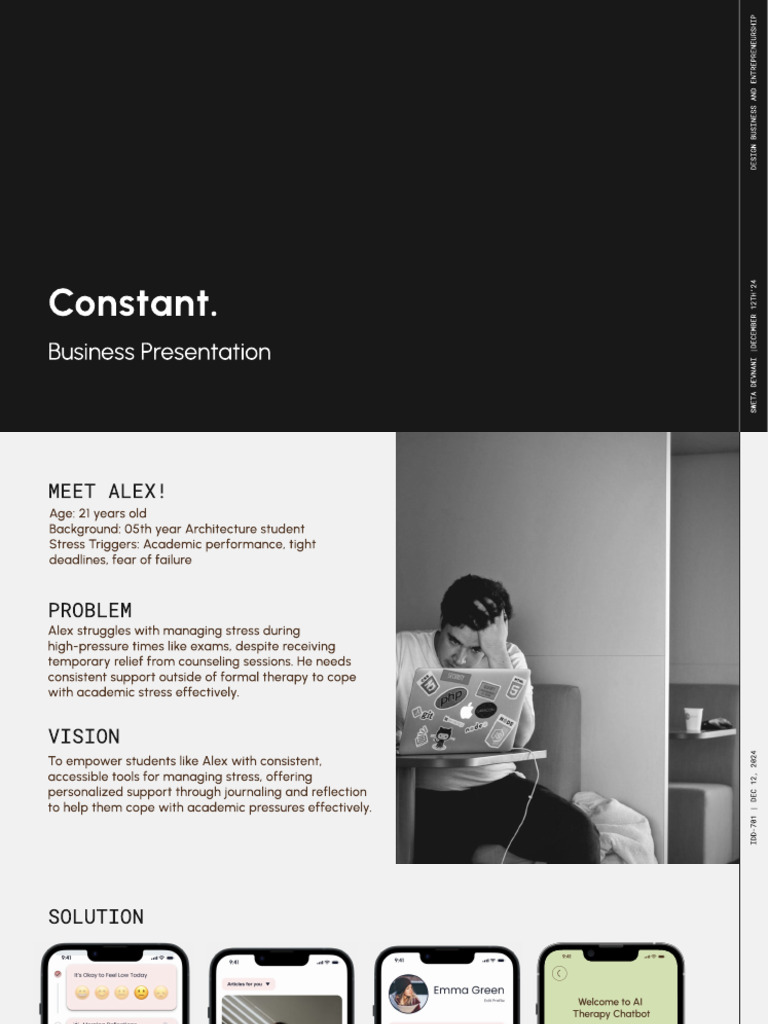 Constant - Business Pitch | PDF | Mobile App | Mental Health