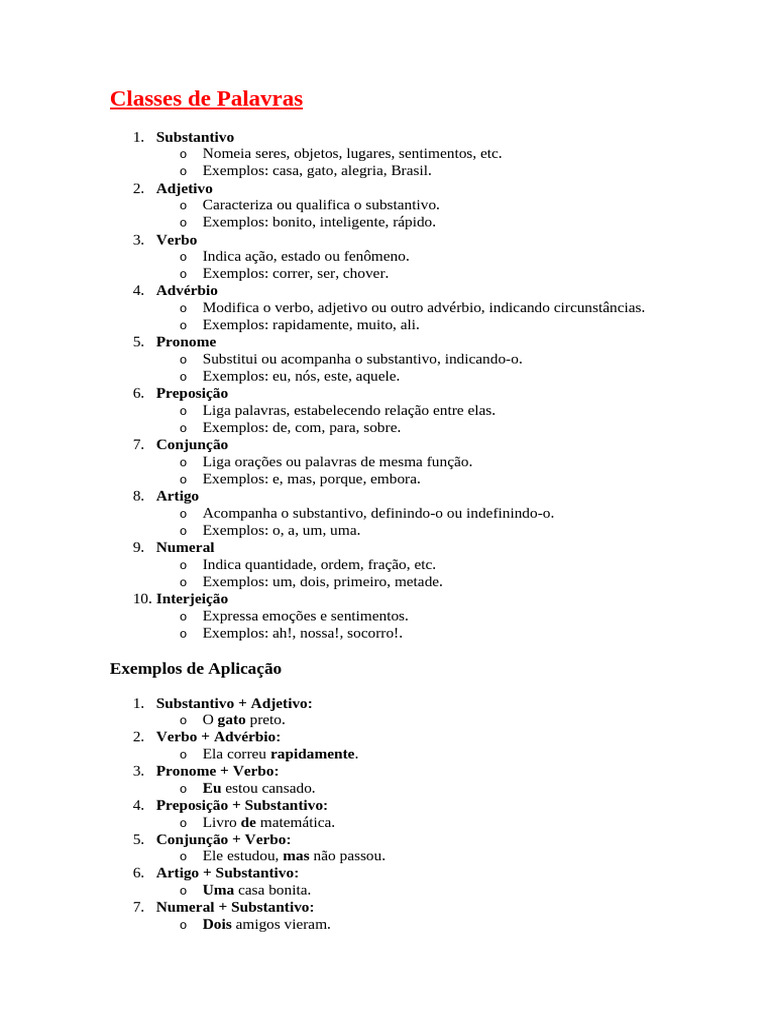 Classes de Palavras | PDF