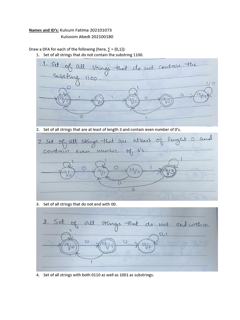 Theory of Computation Assignment 1 | PDF