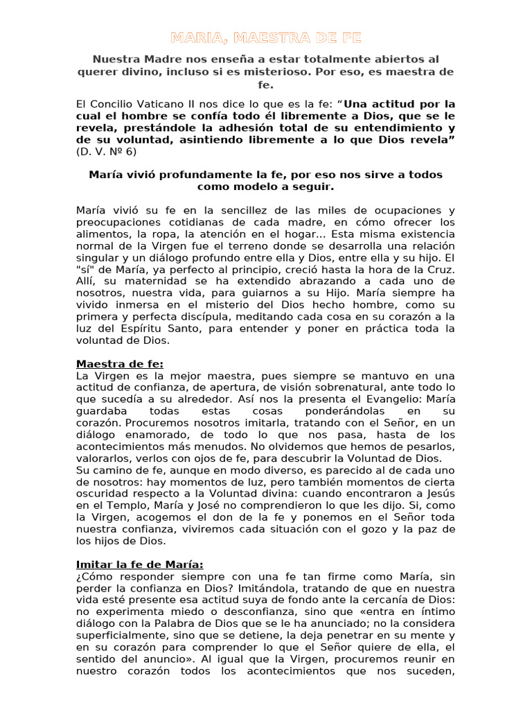 María, Maestra de Fe y Confianza | PDF | María, madre de Jesús | Fe