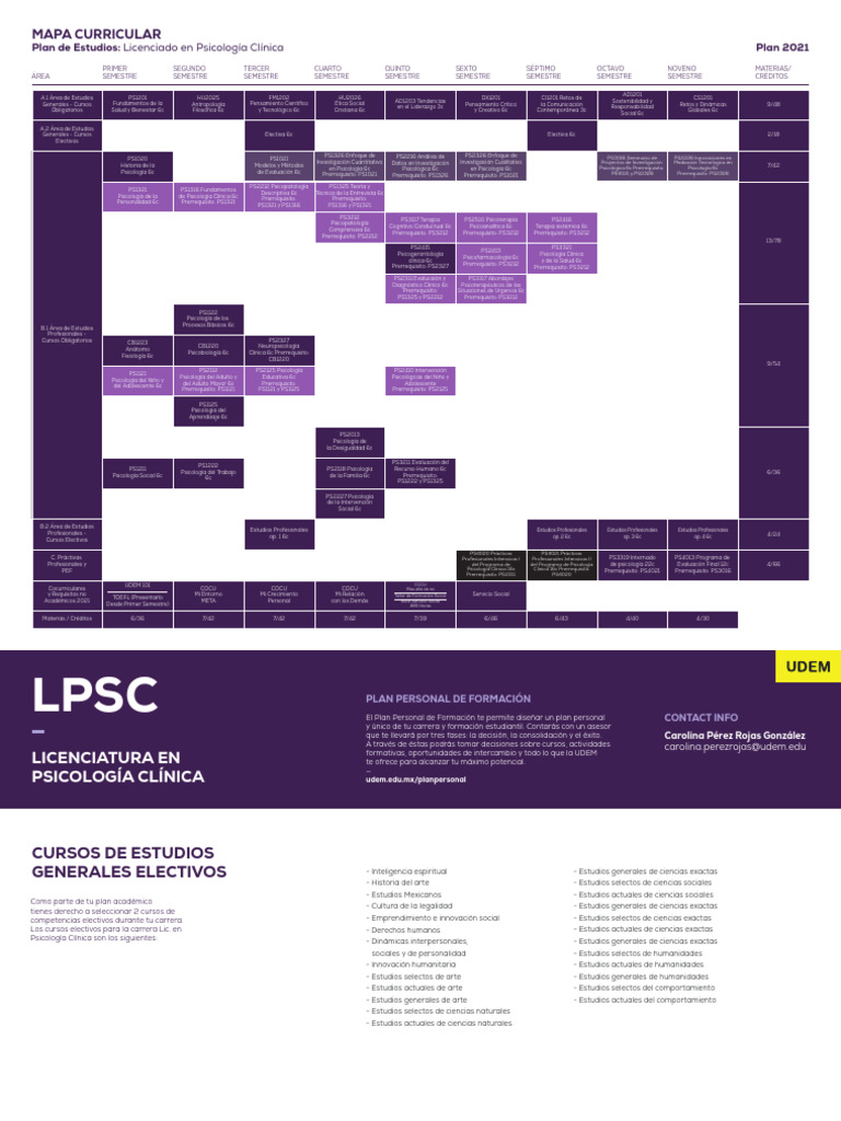 UDEM MapaCurricular LPSC | PDF | Sicología | Psicoterapia