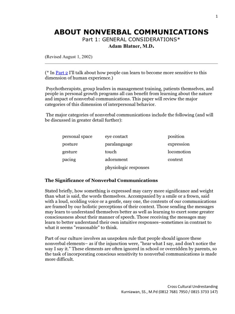 About Nonverbal Communications | PDF | Nonverbal Communication ...