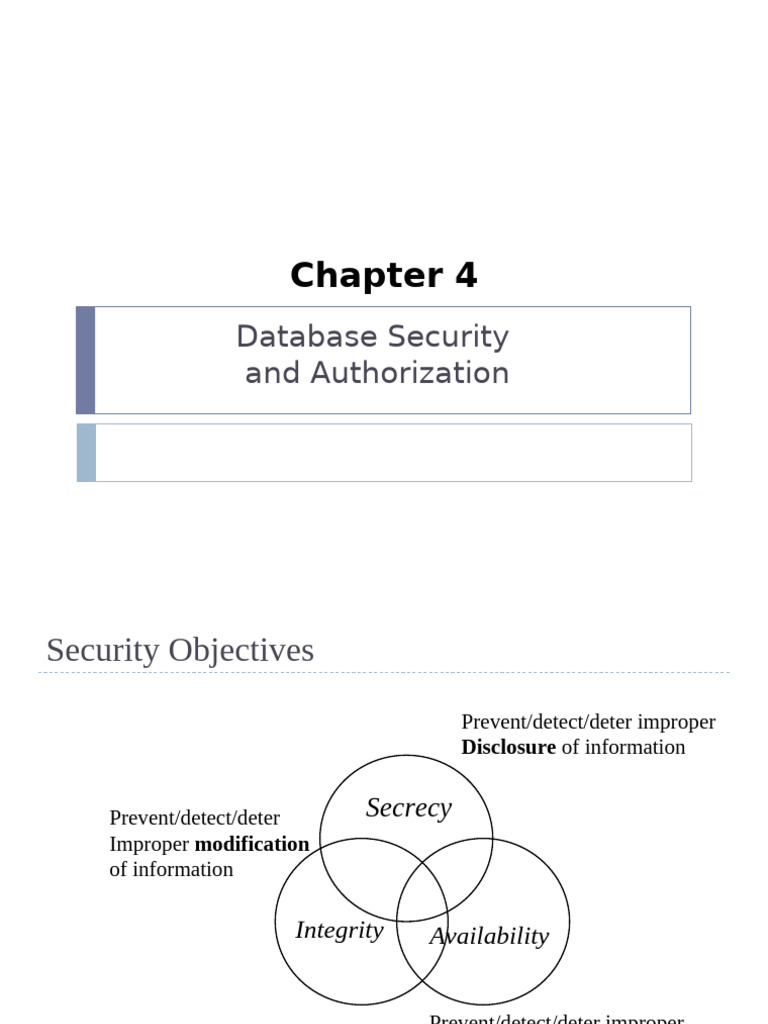 Chapter 4 Database Security and Authorization | PDF | Databases | Access Control