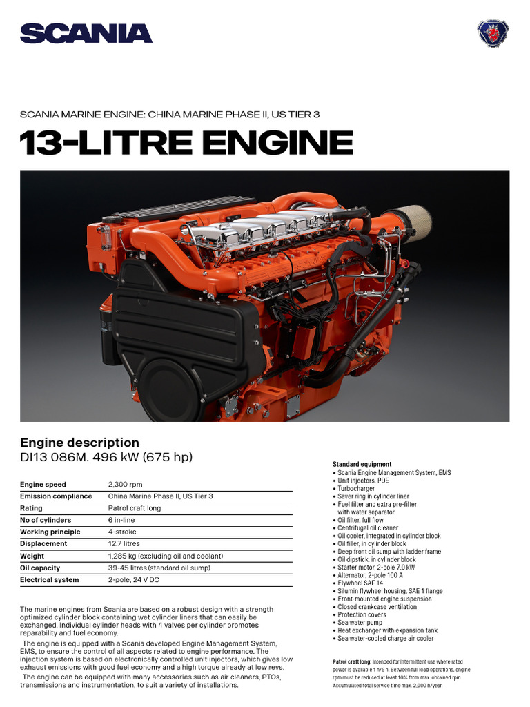 Scania DI13-086M - 496kW PDE | PDF | Engines | Fuel Injection