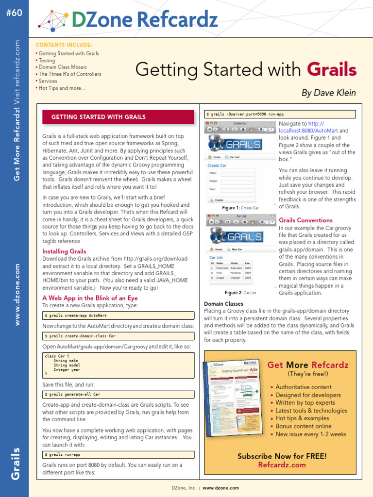 DZoneRefcardz GettingStartedGrails | PDF | Html Element | Html