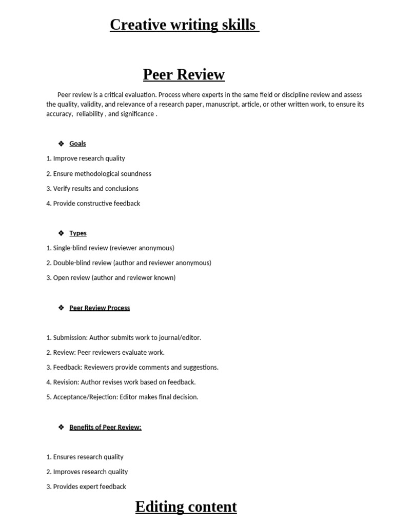 Peer Review and Editing Content | PDF | Editing | Peer Review