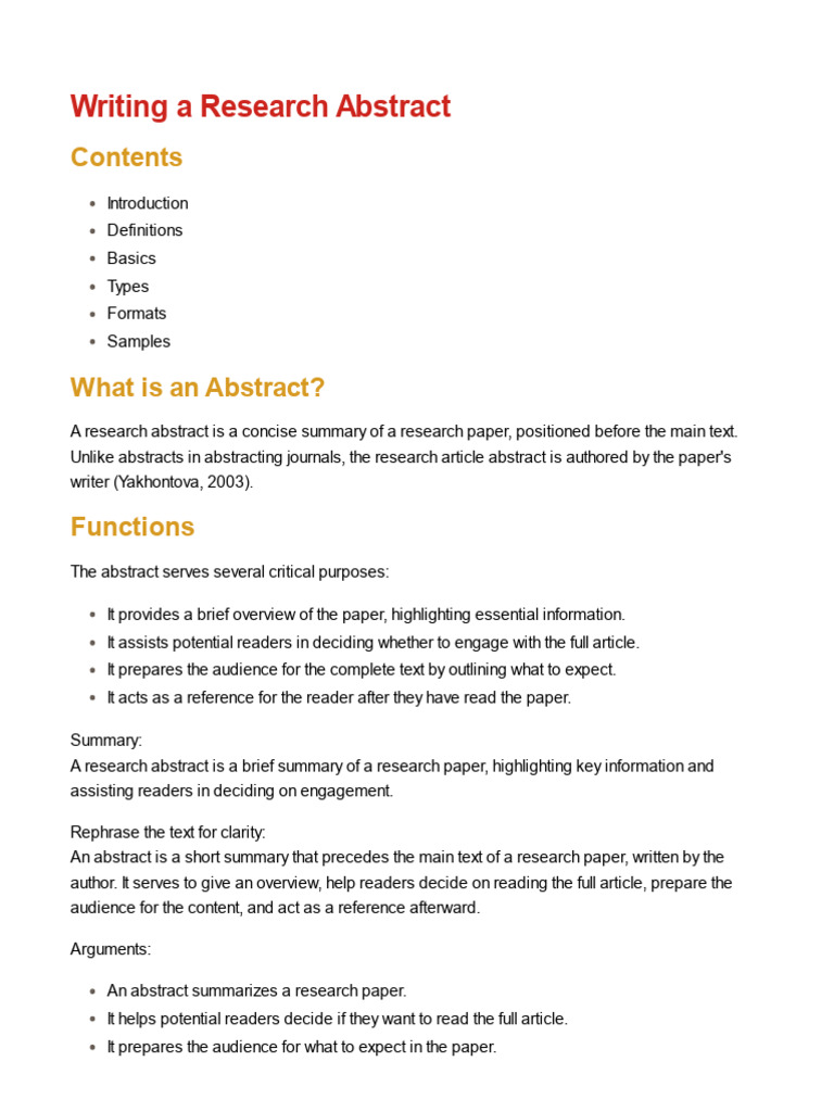 Comprehensive Guide to Writing Research Abstracts and Conclusions | PDF ...