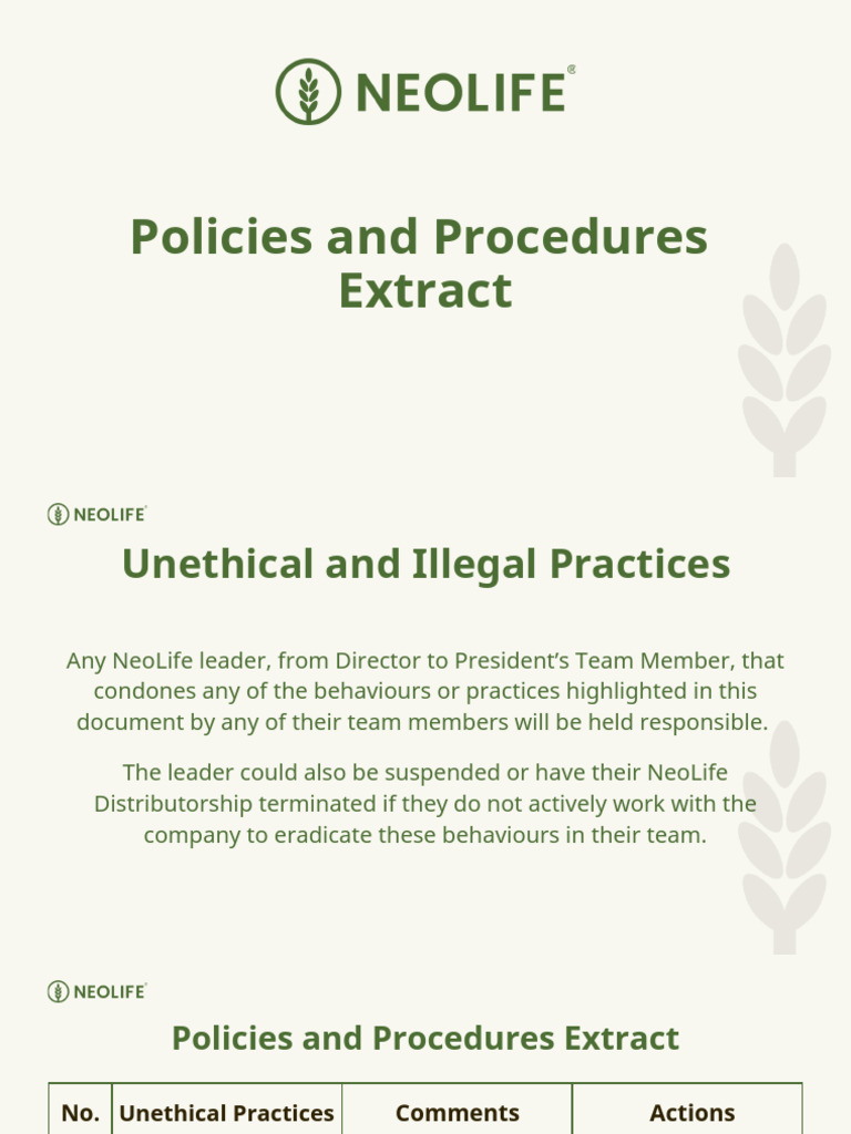 Policy and Procedure Extract | PDF | Multi Level Marketing | Justice