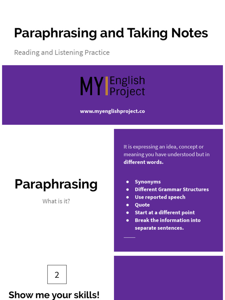 Paraphrasing and Taking Notes | PDF | Human Communication | Communication