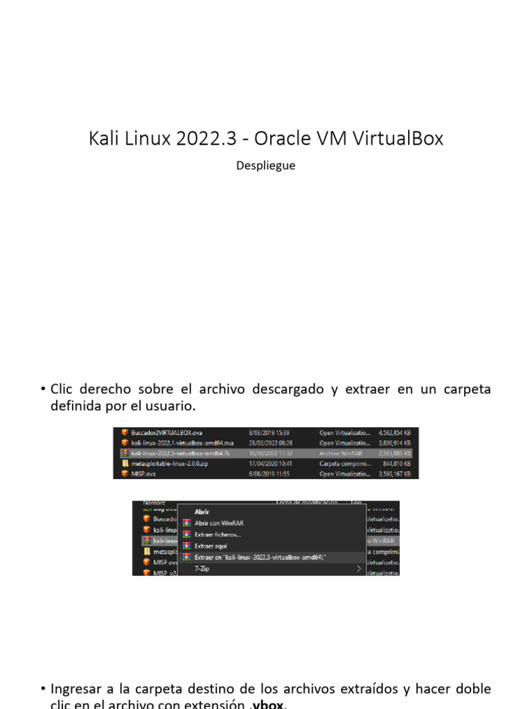 Kali Linux 2022.3 en VirtualBox: Guía de Configuración | PDF