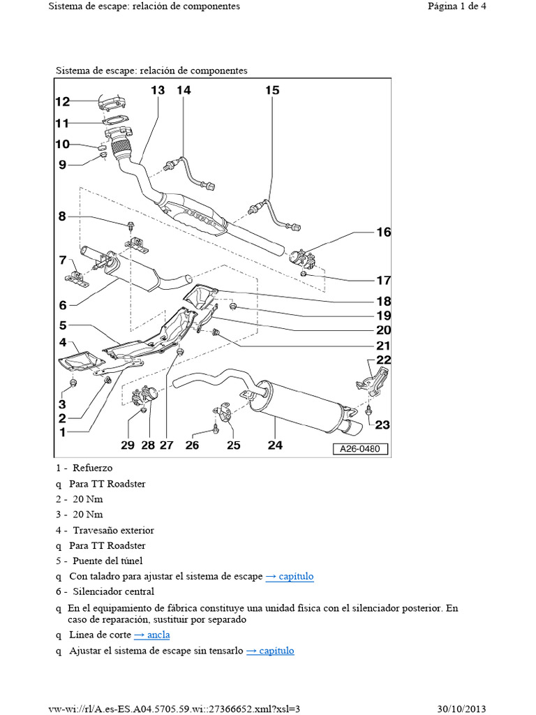 ElsaWin - 1.8T 110 - 140 Kw - Tub Escapament FWD - Components (Castella ...