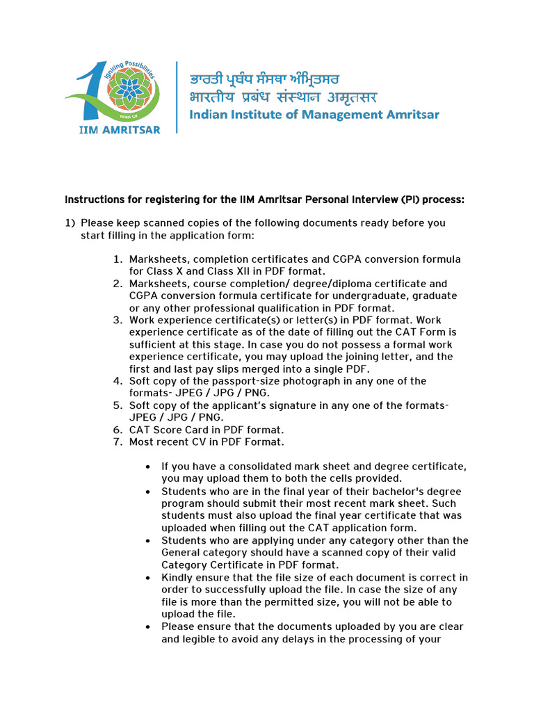 IIM Amritsar PI Registration Guidelines | PDF