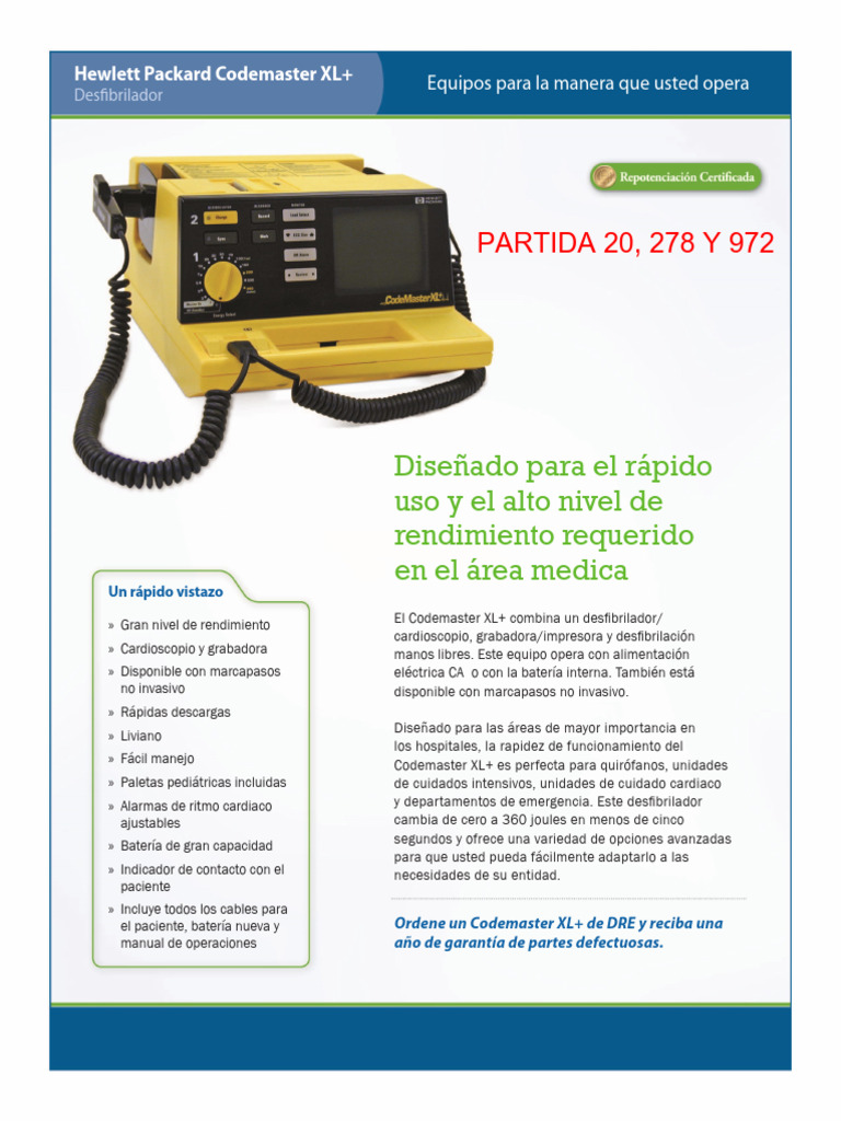 Desfibrilador Codemaster XL+: Alto Rendimiento | PDF