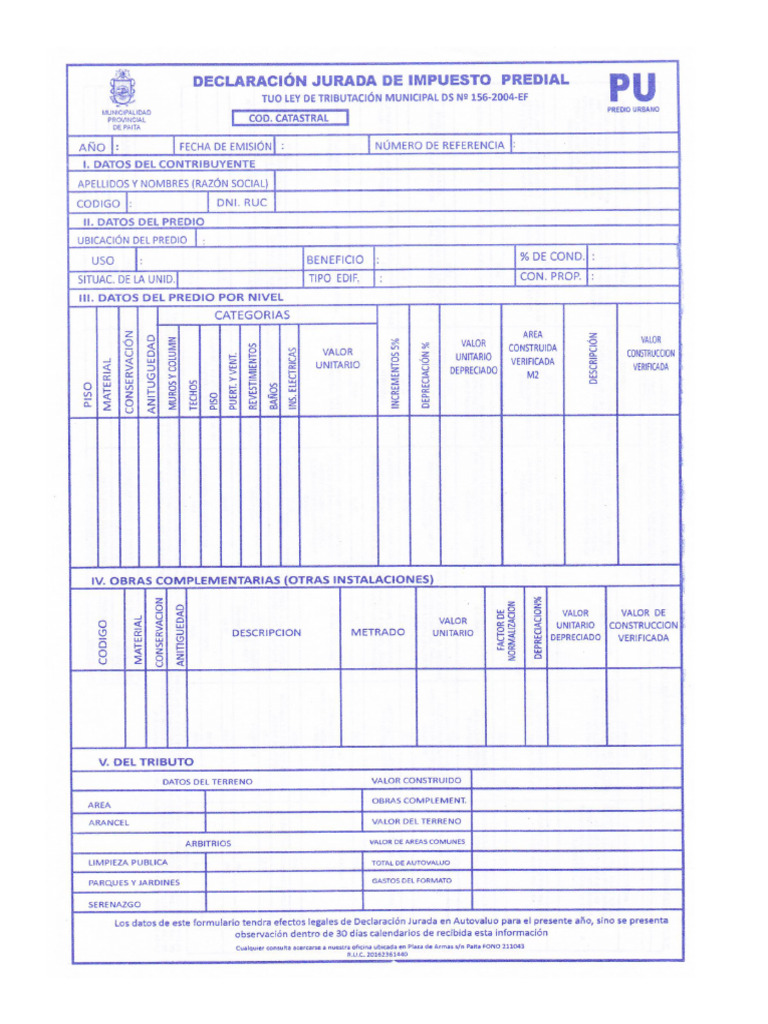 Formato Predio Urbano | PDF