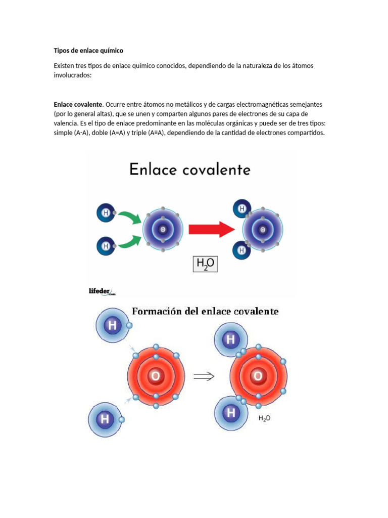 Tipos de Enlace Químico | PDF
