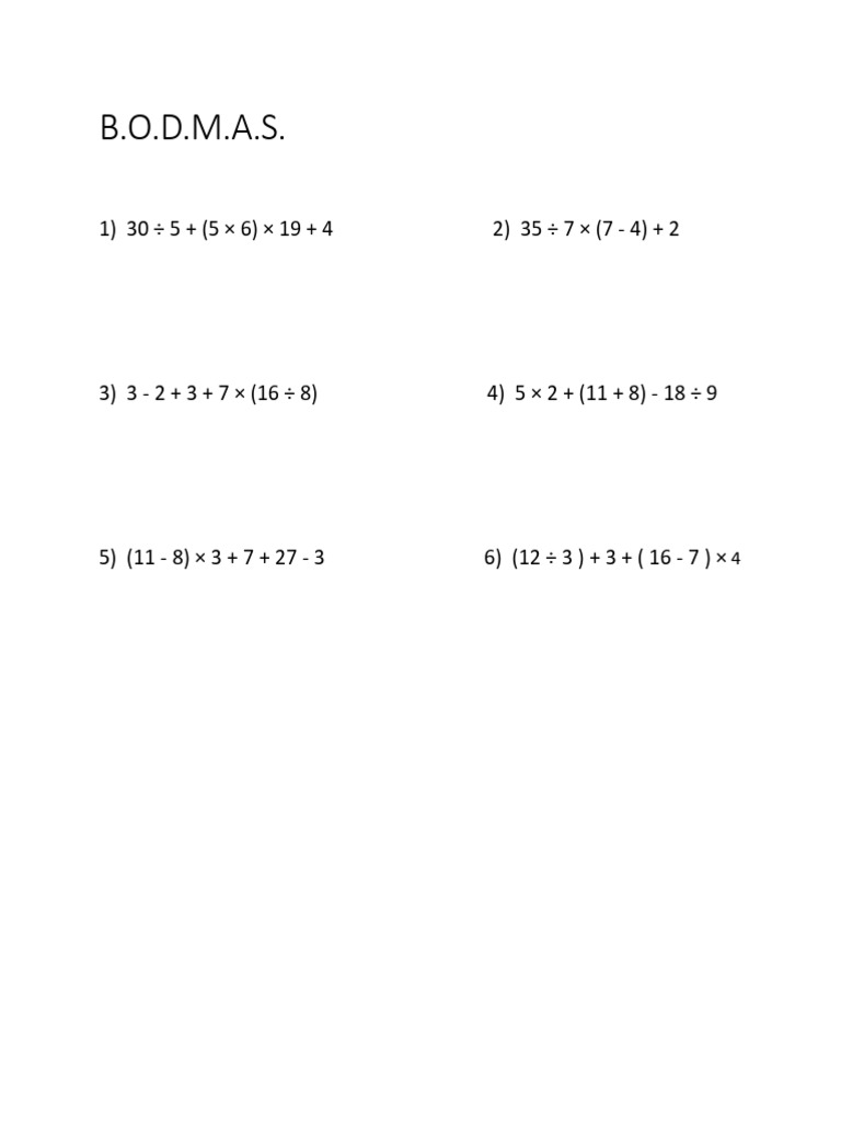 Math Bodmas | PDF