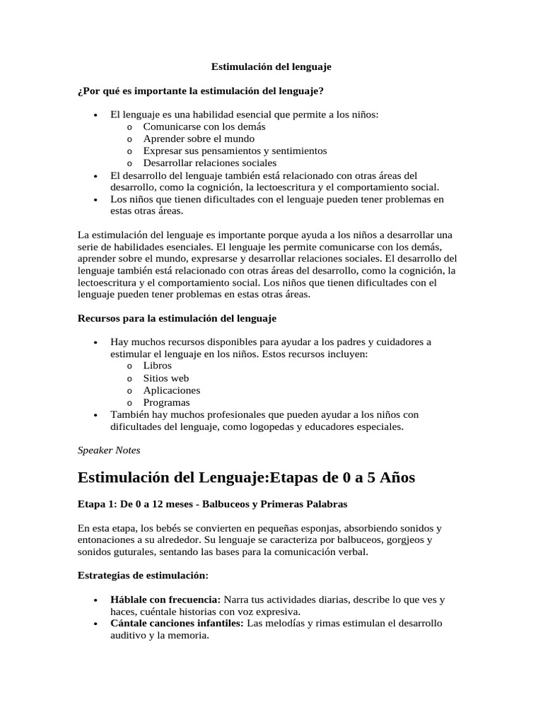 ESTIMULACION_DEL_LENGUAJE | PDF | Autismo | Afasia