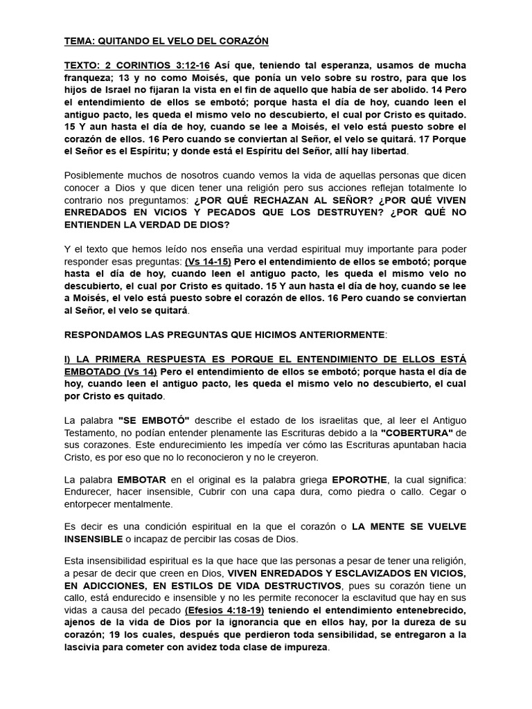Cómo quitar el velo del corazón | PDF | Cristo (título) | Verdad