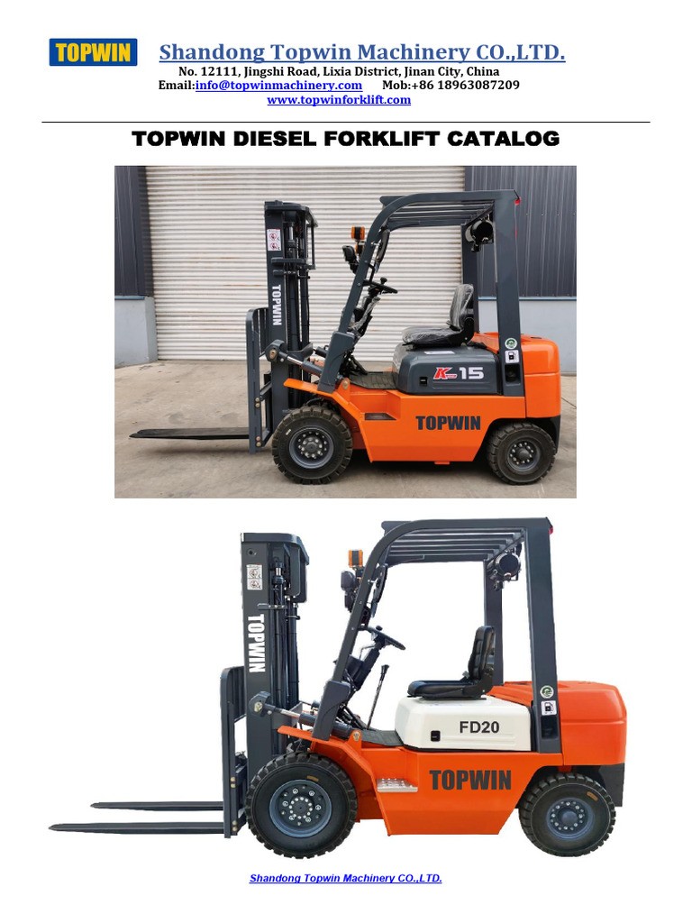 Topwin Diesel Forklift Specs | PDF | Motor Vehicle | Vehicles