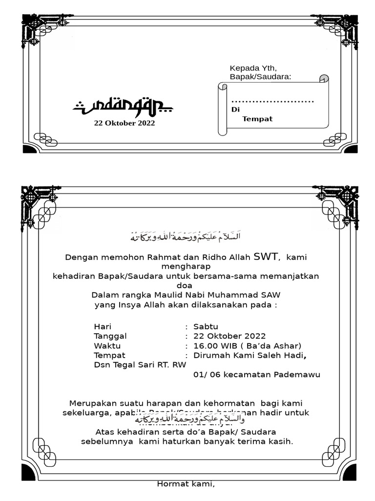 Undangan Selamatan | PDF