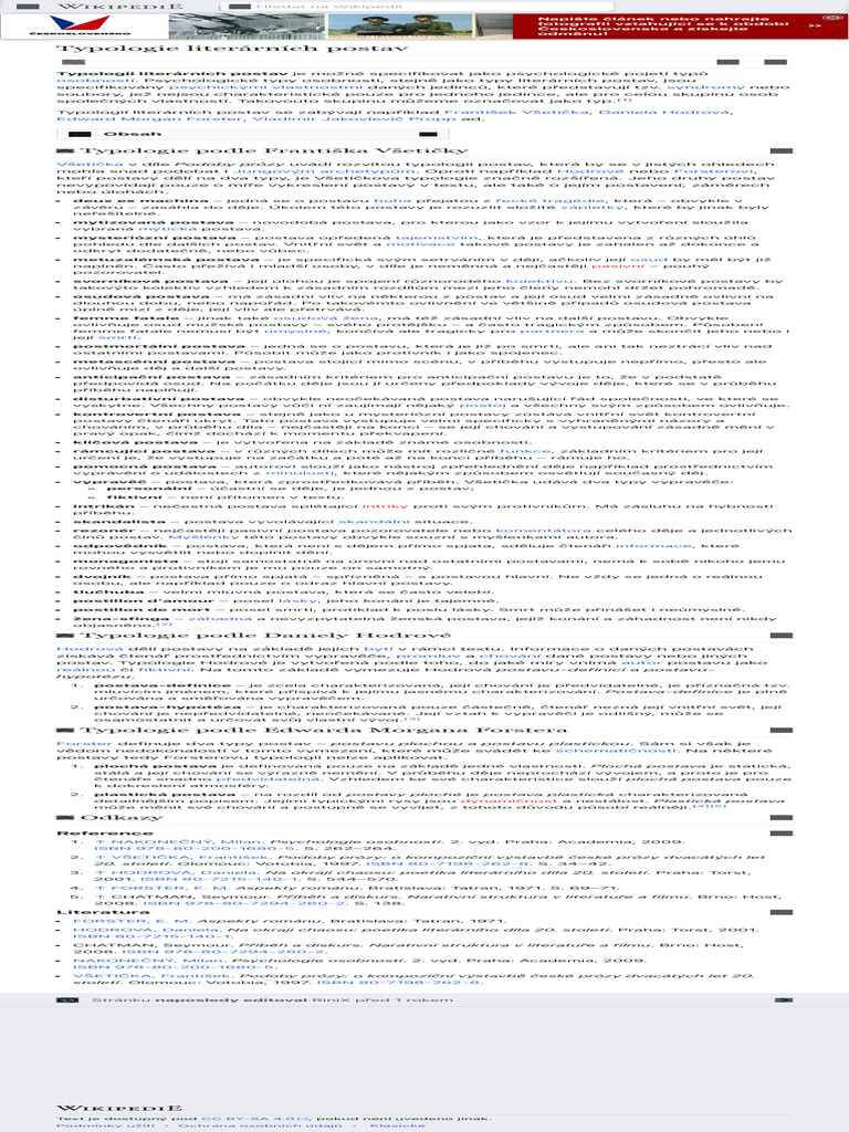 Typologie Literárních Postav - Wikipedie 3 | PDF