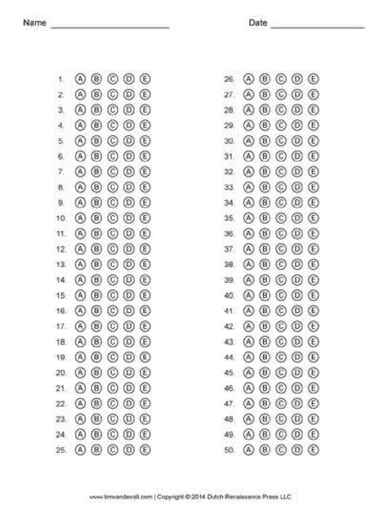 Exam Shading Sheet | PDF