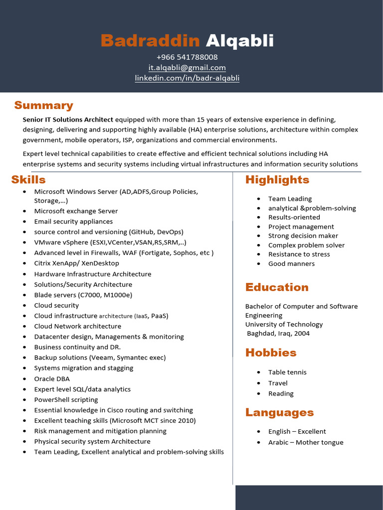Badr cv | PDF | Cloud Computing | Computer Networking