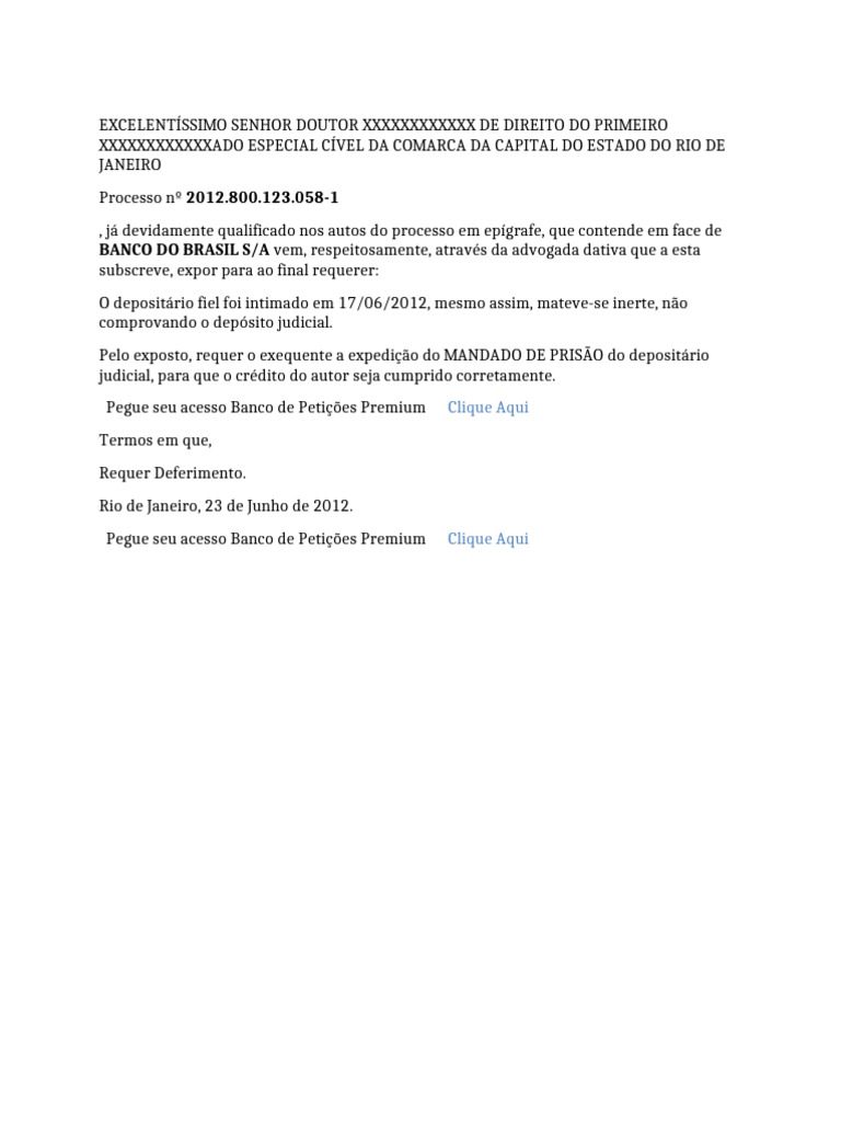 Modelo Mandado de Prisao Do Depositario Judicial | PDF
