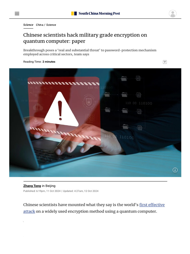 Chinese Scientists Hack Military Grade Encryption On Quantum Computer ...