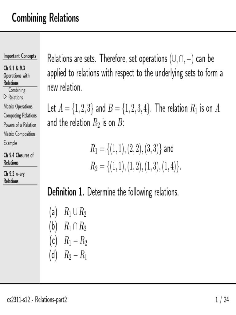 Cs2311 s12 Ch9 Relations Part2 | PDF | Matrix (Mathematics) | Mathematics