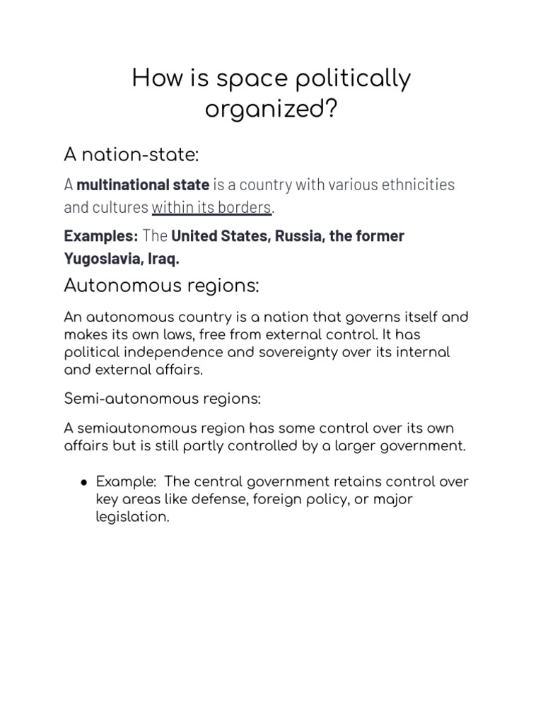 Political Organization of Space Explained | PDF