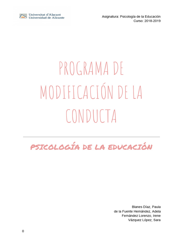 Modificación de Conducta | PDF | Comportamiento | Psicología Educacional