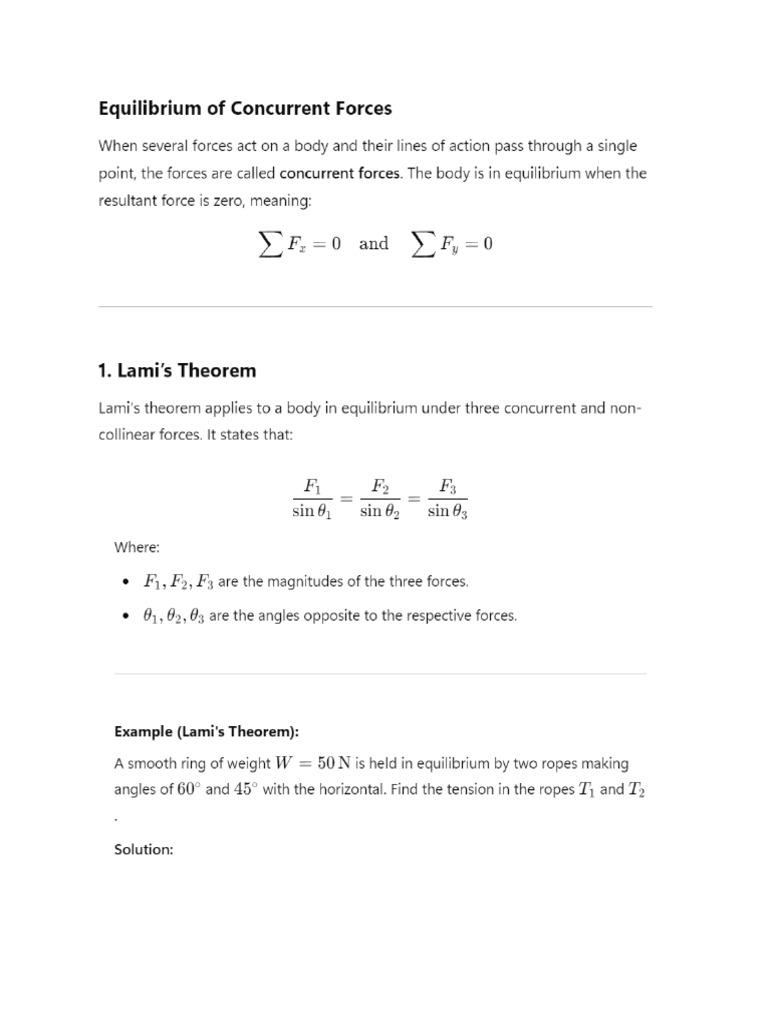 Equilibrum of Concurrent forces | PDF