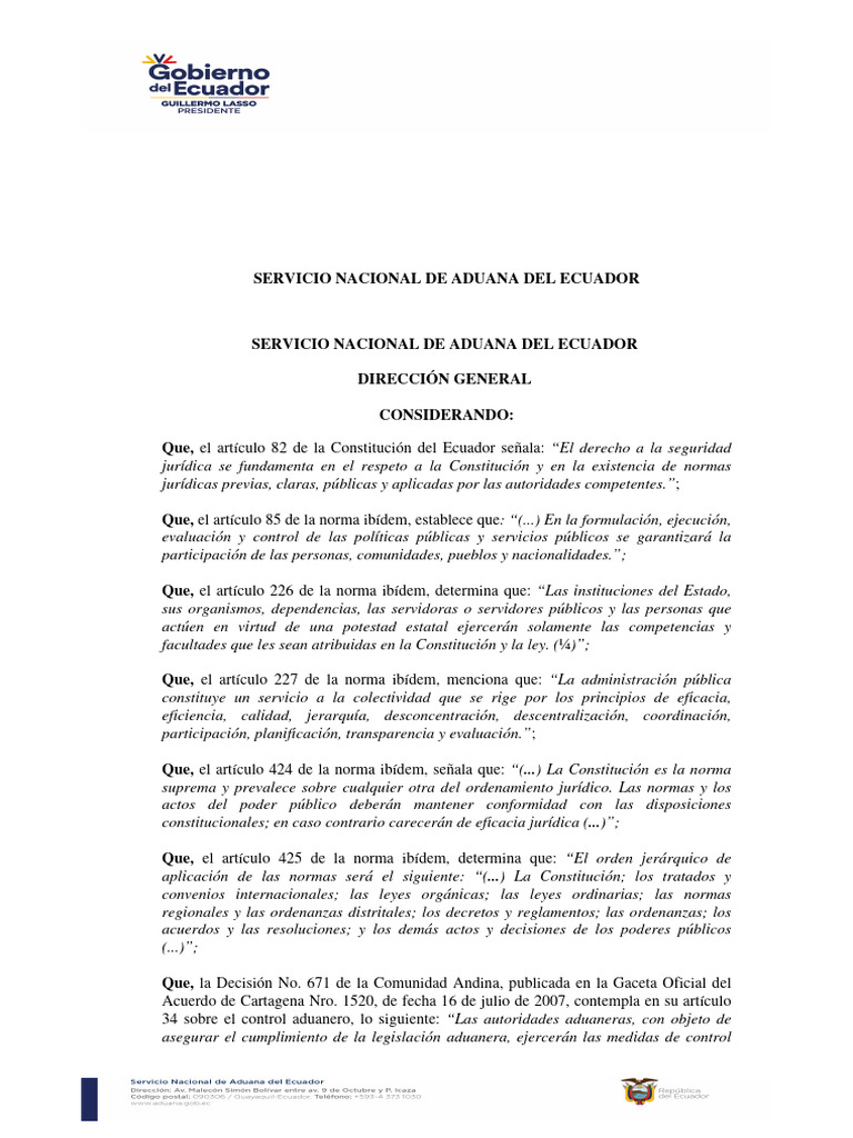 Resolución SENAE sobre Contenedores Vacíos | PDF | aduana