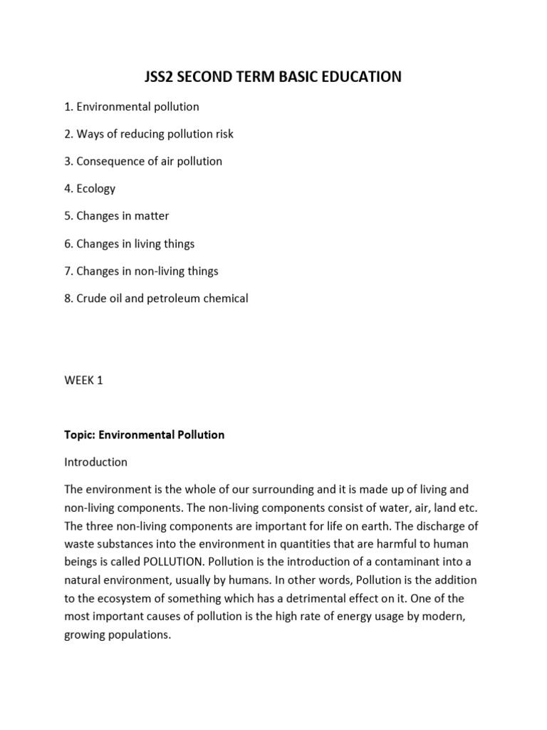 JSS2 Basic Science Lesson Note PDF | PDF | Ozone Depletion | Chlorofluorocarbon