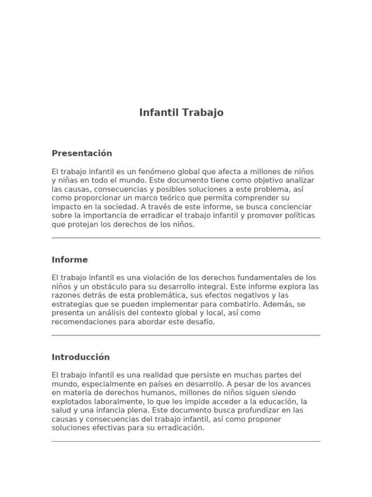 Infantil Trabajo | PDF | Trabajo infantil | Pobreza