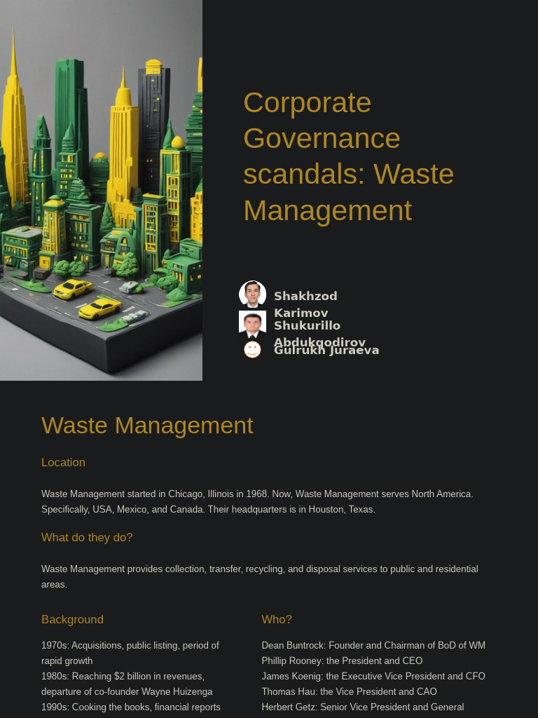 Waste Management Corporate Governance Scandals | PDF | Economies | Business