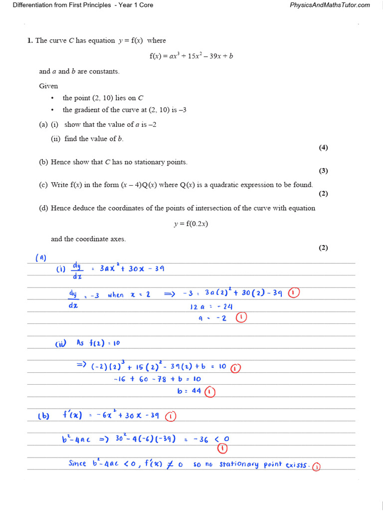 Httpspmt.physicsandmathstutor.comdownloadMathsA LevelPureDifferentiation 1Edexcel Set ...