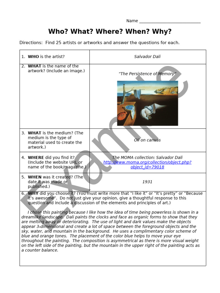[Template] Who?what?where?...Example | PDF