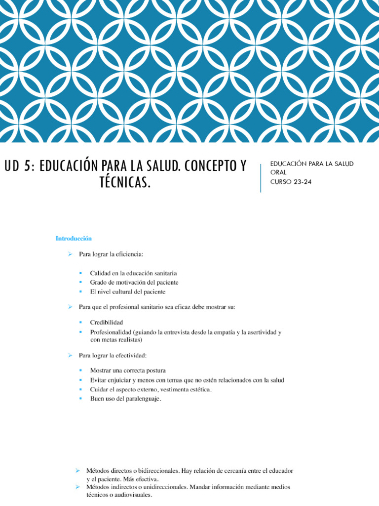 Educación para La Salud. Concepto Y Técnicas | PDF