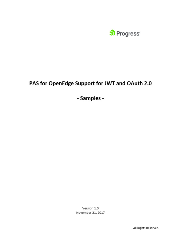 PAS For OpenEdge JWT and OAuth2 Samples 2017-11-21 | PDF | Information Technology | Software