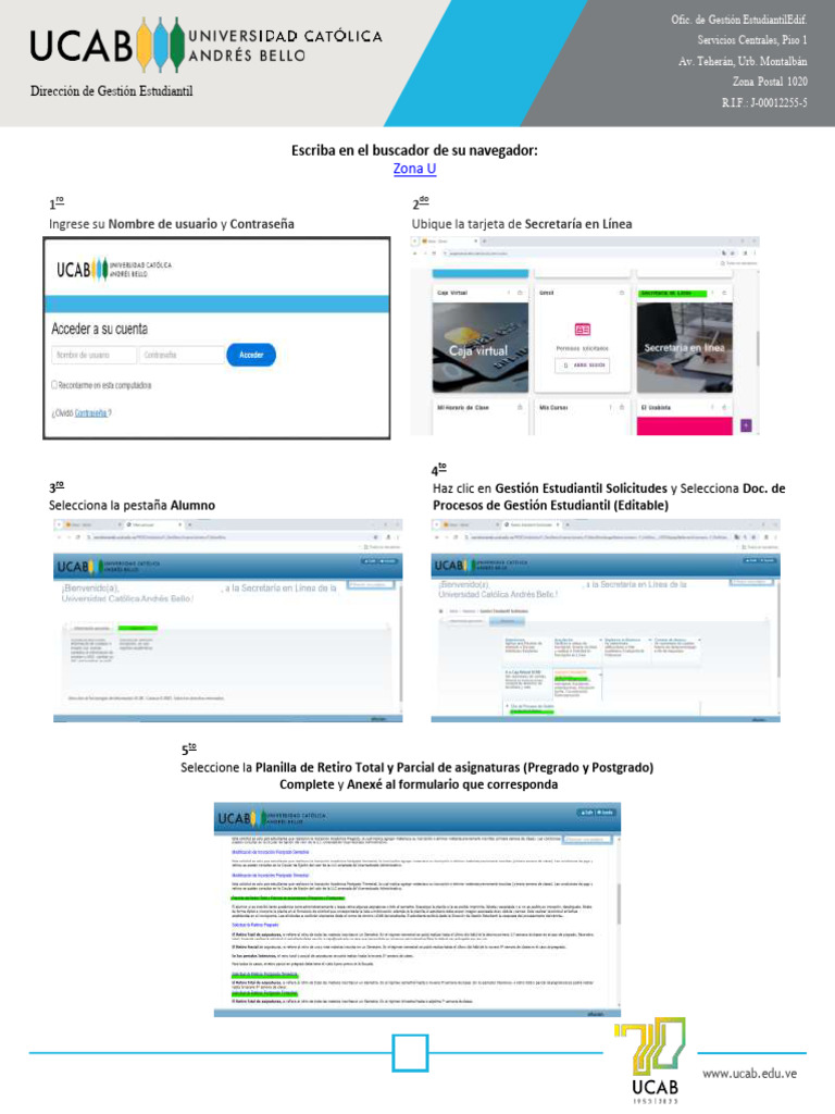 Guía de Retiro de Asignaturas UCAB | PDF