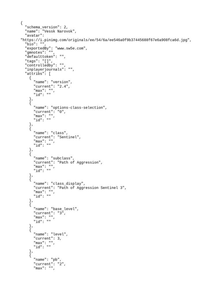 VesskNarovok Roll20.Json | PDF