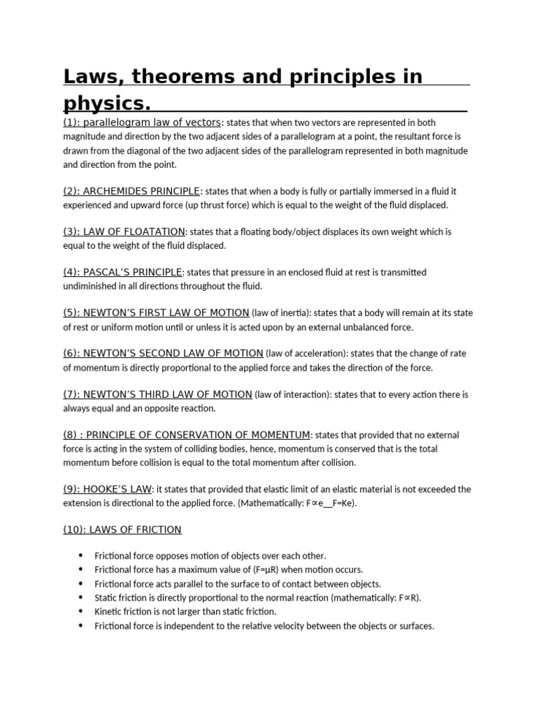 LAWS AND PRINCIPLES IN PHYSICS-1 | PDF | Force | Friction